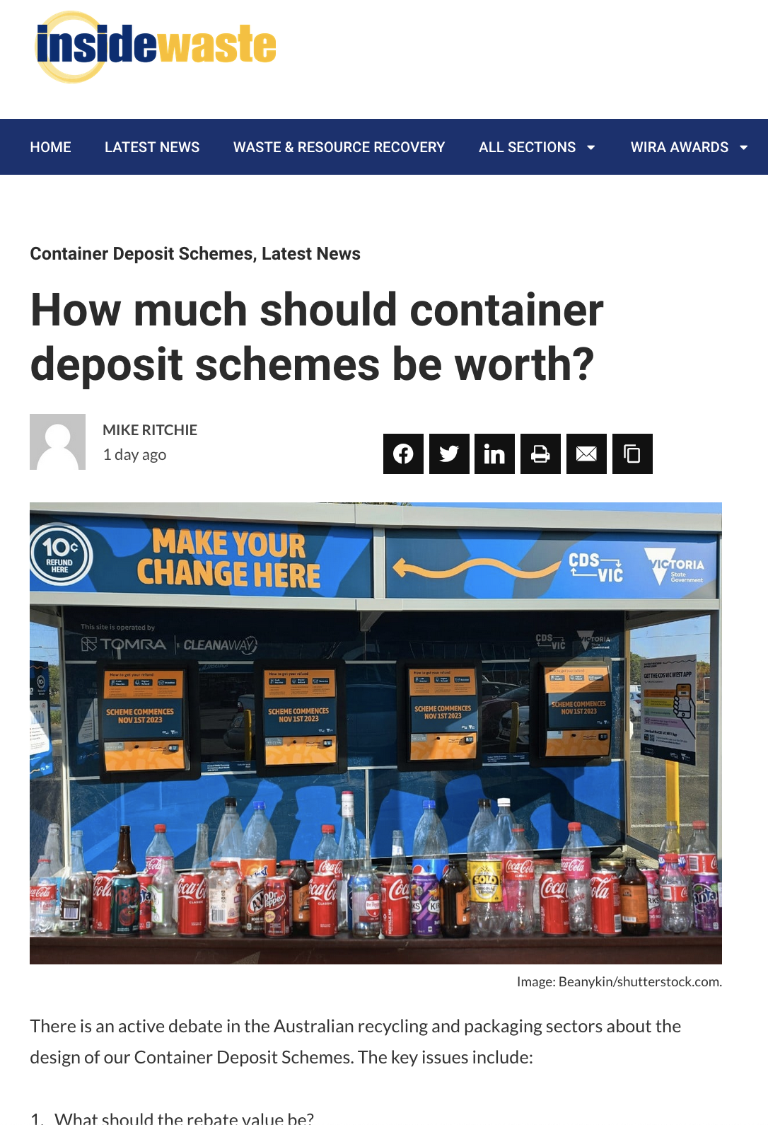 What should the Container Deposit System rebate be worth? – MRA ...